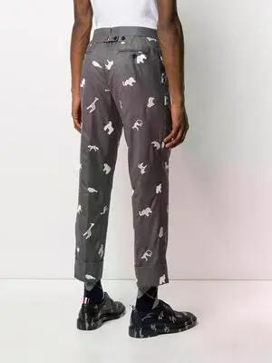 Thom Browne Animal-embroidered Cropped Trousers