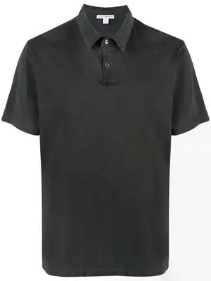 JAMES PERSE Sueded-jersey Polo Shirt - Grey