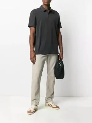 JAMES PERSE Sueded-jersey Polo Shirt - Grey