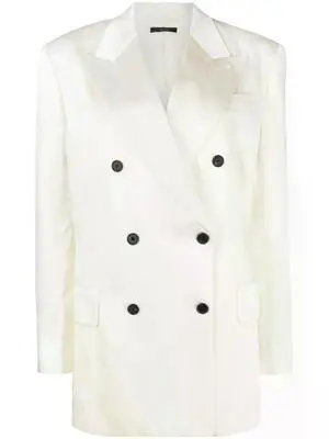 TOM FORD Fluid Double-breasted Satin Blazer - Neutrals