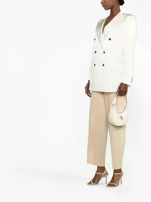 TOM FORD Fluid Double-breasted Satin Blazer - Neutrals