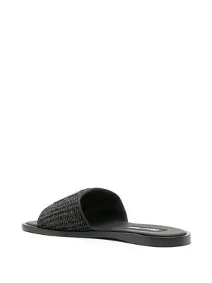 Miu Miu Logo-patch Raffia Slides