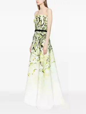 SAIID KOBEISY Floral-print Strapless Gown