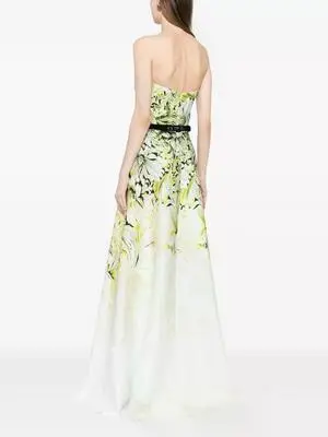 SAIID KOBEISY Floral-print Strapless Gown