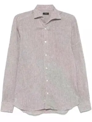 BARBA NAPOLI Linen Shirt - Brown