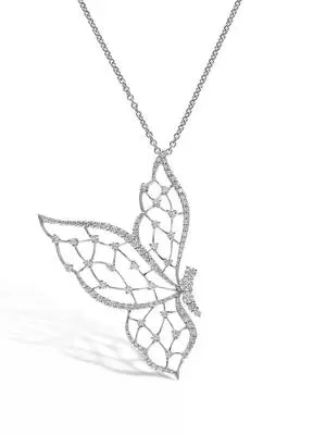 LEO PIZZO 18kt White Gold Diamond Light Wings Necklace - Silver