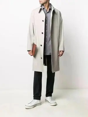 ORIAN Spread Collar Piqué Shirt - Grey