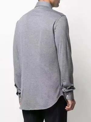 ORIAN Spread Collar Piqué Shirt - Grey