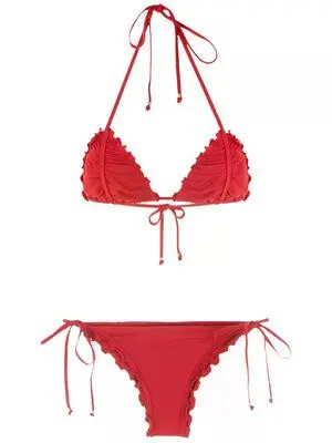 AMIR SLAMA Ripple Effect Two-piece Bikini Set - Red