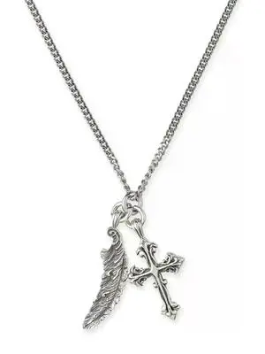 Emanuele Bicocchi Feather And Cross Necklace
