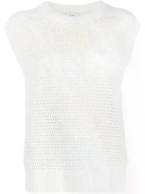 Closed Honeycomb-knit Crew-neck Vest - Neutrals