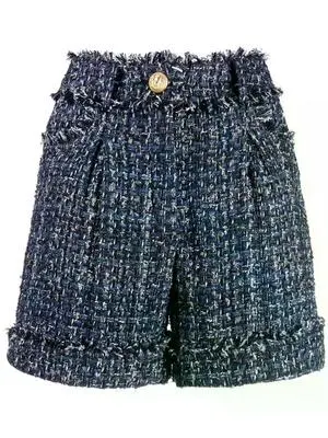 Balmain High-waisted Tweed Shorts