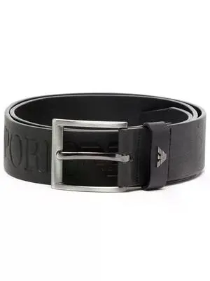 Emporio Armani Debossed-logo Leather Belt - Black