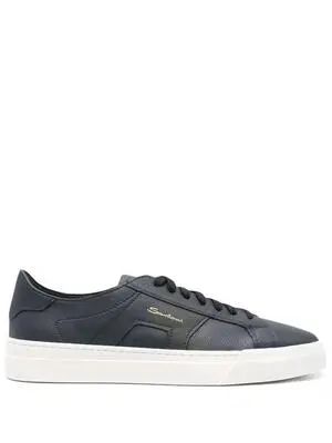Santoni Grained Leather Sneakers - Blue