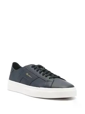 Santoni Grained Leather Sneakers - Blue