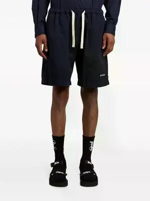 Palm Angels Logo-embroidered Bermuda Shorts - Blue