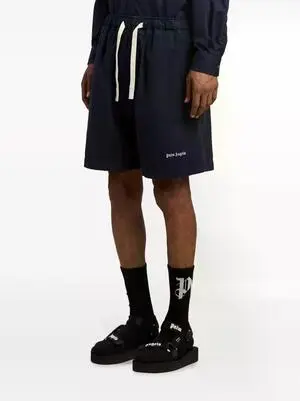 Palm Angels Logo-embroidered Bermuda Shorts - Blue
