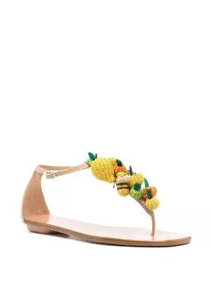 AQUAZZURA Citrus Punch Raffia Flat Sandals
