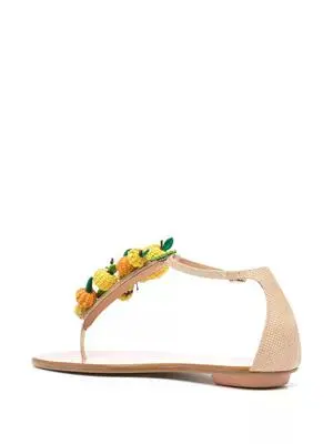 AQUAZZURA Citrus Punch Raffia Flat Sandals