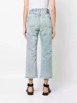 B Sides Cropped Distressed-effect Jeans