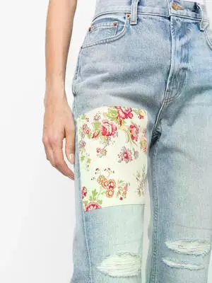 B Sides Cropped Distressed-effect Jeans