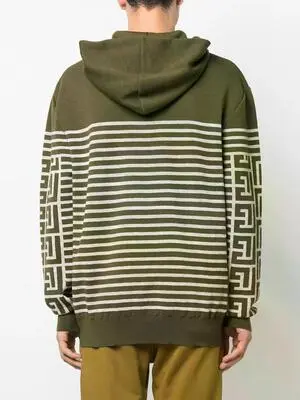 Balmain Monogrammed Striped Hoodie - Green