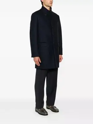 FAY Single-breasted Wool-blend Coat - Blue