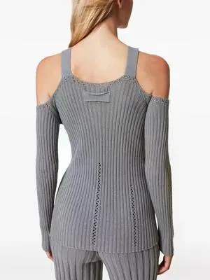 TWINSET Brooch-detail Ribbed Knit Top