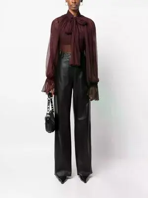 ATU BODY COUTURE Semi-sheer Tie-neck Blouse
