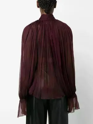 ATU BODY COUTURE Semi-sheer Tie-neck Blouse