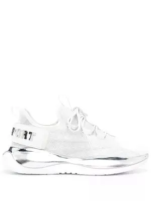 PLEIN SPORT Metallic-logo Sneakers - White
