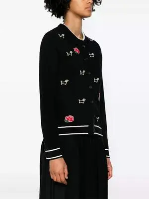 Thom Browne Hector And Rose Embroidered Wool Cardigan