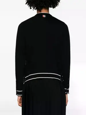 Thom Browne Hector And Rose Embroidered Wool Cardigan