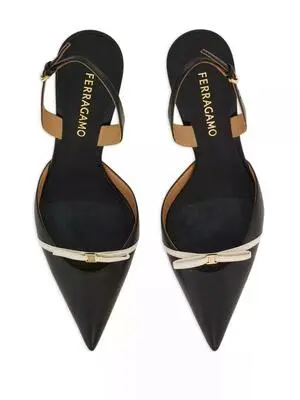 FERRAGAMO Leather Slingback Pumps - Black