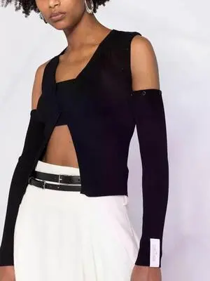 Rokh Cut-out Knitted Cardigan - Black