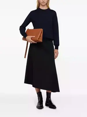 JIL SANDER Asymmetric Virgin Wool Midi Skirt