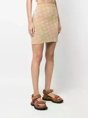 Rokh Monogram Pattern Knitted Skirt