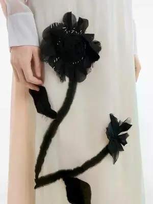 Marni Floral Appliqué Silk Midi Skirt