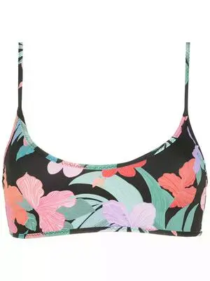 AMIR SLAMA Hibiscus Print Sport Top - Black