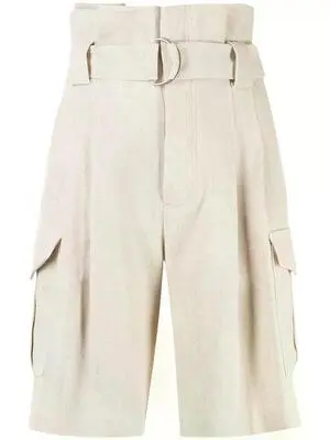 Goen.j Belted Paperbag-waist Bermuda Shorts