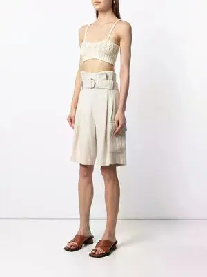 Goen.j Belted Paperbag-waist Bermuda Shorts