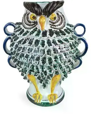 LES-OTTOMANS Owl Porcelain Vase - Black