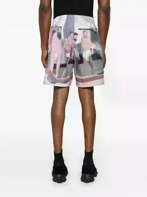 Undercover Paint-print Crinkled Track Shorts