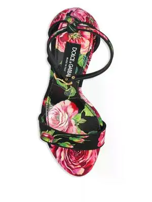 Dolce & Gabbana 115mm Floral-print Buckled High Heel Sandals