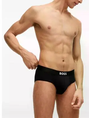BOSS Logo-waistband Briefs - Black