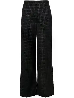 FORTE_FORTE Check-pattern Wide-leg Trousers