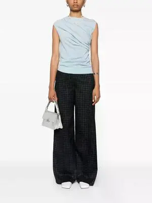 FORTE_FORTE Check-pattern Wide-leg Trousers