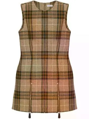Burberry Checked Mini Dress - Neutrals