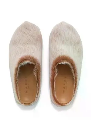 Marni Calf Hair Clogs - Neutrals