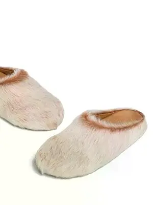 Marni Calf Hair Clogs - Neutrals